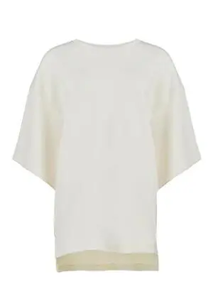LEEM French-sleeve Relaxed-fit Woven Top - White