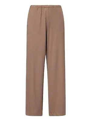 THE COUTURE CLUB Wide-leg Ribbed Cotton-jersey Jogging Bottoms - Brown