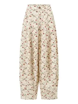 INTO THE EAST Hibiscus Vine Wide-Leg Pants