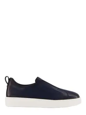 Santoni Calf Leather Slip-on Sneakers - Blue