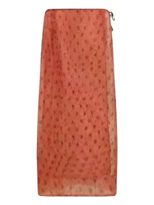 GANNI Printed Wrap Skirt - Red