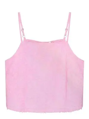 American Vintage Lace Trim Spaghetti Strap Top - Pink