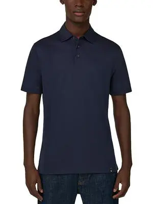 Boggi Milano Cotton, Polyester, And Silk Blend Polo Shirt - Navy Blue