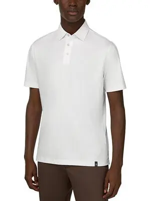 Boggi Milano Cotton, Polyester, And Silk Blend Polo Shirt - White