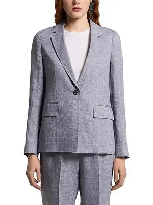 Peserico Single Breasted Linen Blazer - Ink