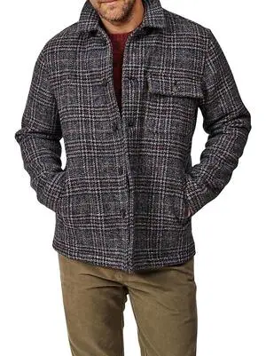 AUBIN Nettleham Shirt Jacket - Navy/brown Check