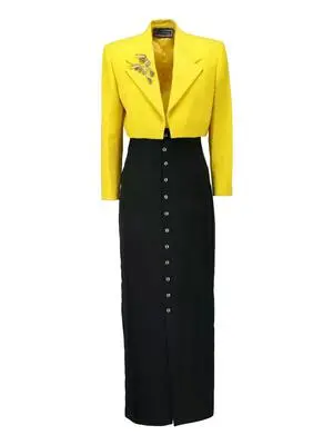 Versace 1987-1988 Color Block Skirt And Blazer - Black