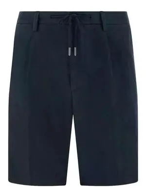 Boggi Milano Linen Drawcord Detail Shorts - Blue