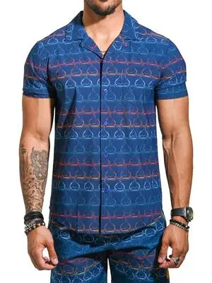 MACEOO Beachsharkwave Cotton Camp Shirt - Blue