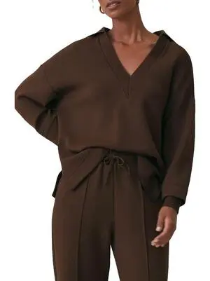 REISS Bernie Crop Sweatshirt - Chocolate