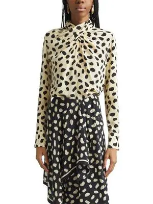Johanna Ortiz Heavenly Garden Printed Silk Top - Ecru/black
