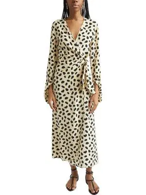 Johanna Ortiz Ollantay Printed Silk Wrap Dress - Ecru/black