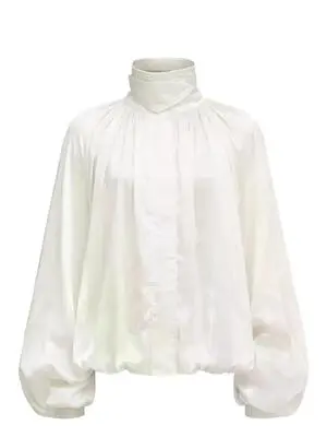 ROTATE BY BIRGER CHRISTENSEN Oversized Funnel-neck Jacket - White