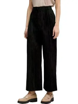 BENETTON Pinstriped Wide Leg Trousers - Black
