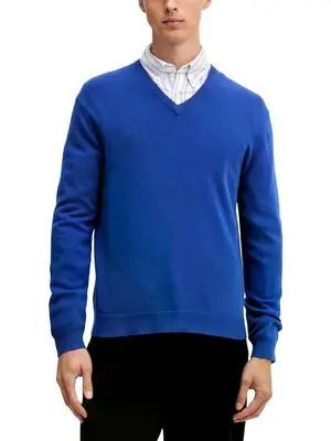 BENETTON V-neck Long Sleeve Sweater - Blue