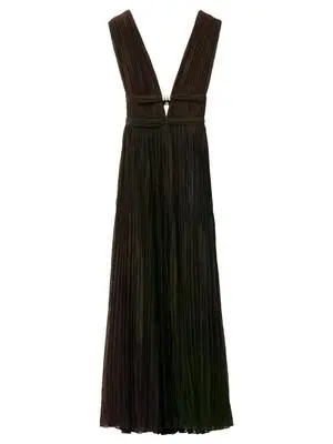 Ba&sh Tania Pleated V-neck Dress - Brown