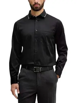 Armani Exchange Chest-pocket Contrast-collar Shirt - Black