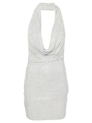 TWENTY FOURHAITCH Halterneck Mini Dress - Silver