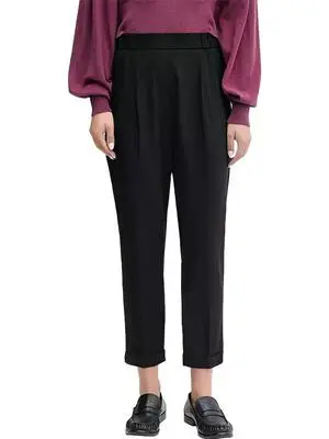 BENETTON Cuffed Pleated Trousers - Black