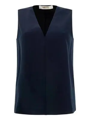 VIETTI Sleeveless V-neck Blouse - Blue