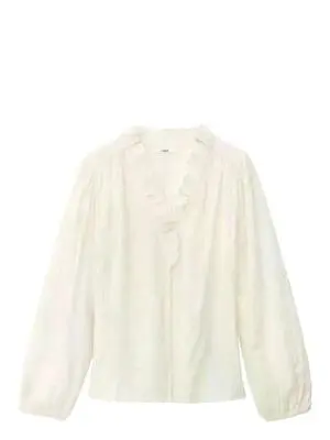 Ba&sh Ruffled Embroidered Blouse - White