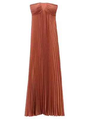 Ba&sh Willow Pleated Strapless Dress - Brown
