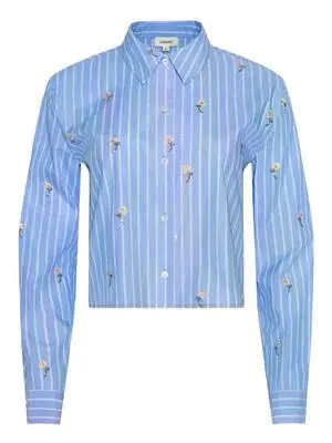 L'Agence Floral Striped Shirt Blue