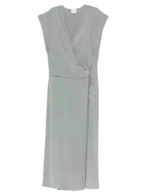ALYSI V-neck Midi Wrap Dress - Grey