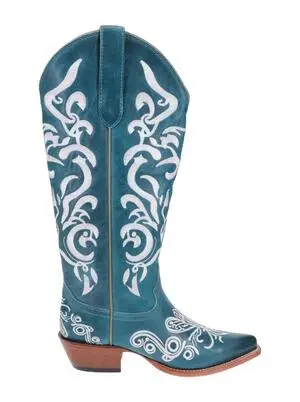 MALIBU BEACH Premium Western Leather Boots - Blue
