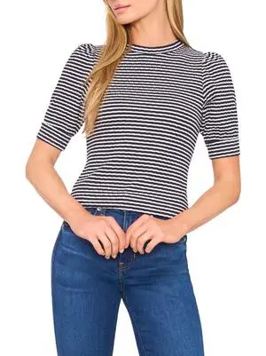 Halogen Stripe Puff Sleeve T-shirt - Baritone Blue