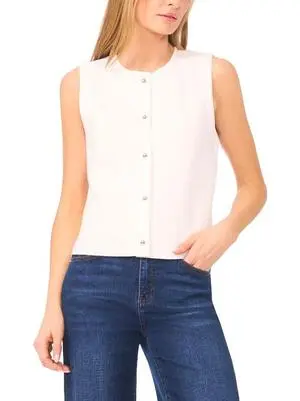 Halogen Knit Button-up Vest - New Ivory