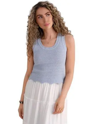 KADA Open Knit Tank - Hydrangea Blue