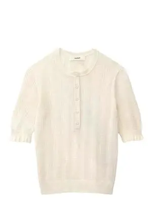 Ba&sh Viola Ruffled Polo Top - Neutrals