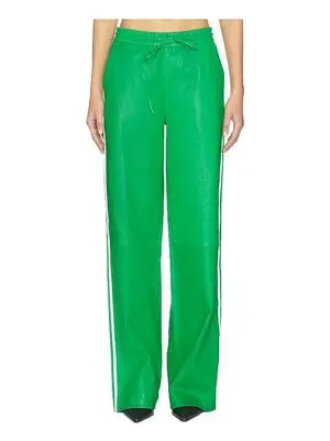 Sprwmn Baggy Leather Athletic Sweatpants - Kelly Green & White