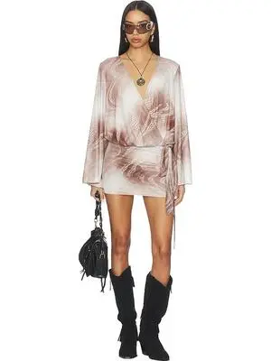 Superdown Maree Drape Mini Dress - Brown Multi