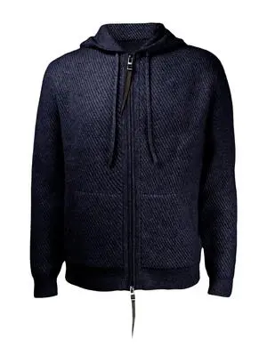 ALAN SCOTT Cashmere Feather-rib Hoodie - Navy