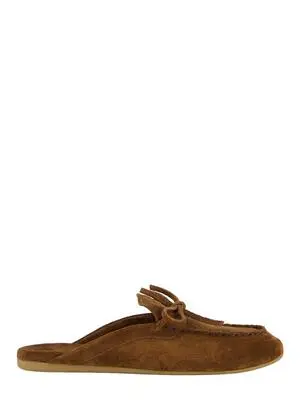 Miu Miu Open Heel Leather Loafers - Brown