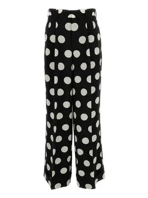 Junya Watanabe Wide-leg Polka Dot Trousers - Black