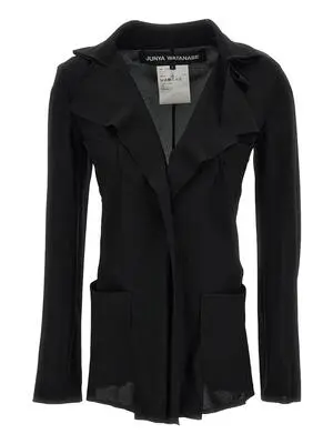 Junya Watanabe Fluid-fabric Jacket With Deconstructed Lapels - Black