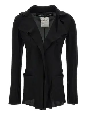 Junya Watanabe Fluid-fabric Jacket With Deconstructed Lapels - Black