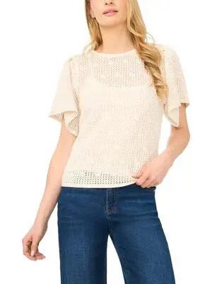 Halogen Crewneck Short Sleeve Sweater - Eggnog