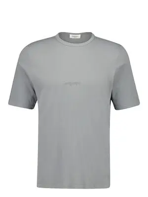 Saint Laurent Grey Short-Sleeve Crewneck Cotton T-Shirt Grey