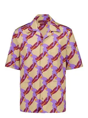 Gucci Beige Printed Cotton Shirt - Multicolour