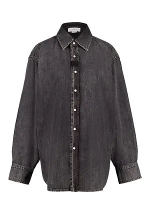 Stella McCartney Washed Denim Button-Up Shirt Grey