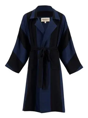 MARRAKSHI LIFE Color Blocked Belted Coat Blue