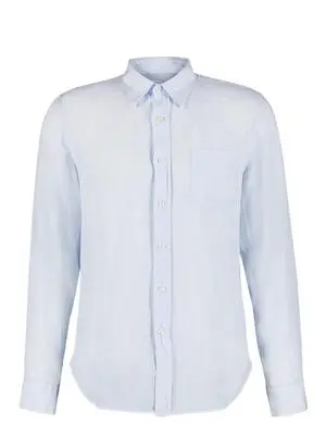 120% Lino Regular Fit Light Linen Shirt - Blue