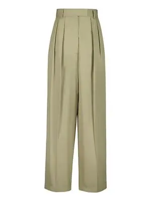 LA DOUBLEJ Brooklyn Solid Green Cotton Trousers