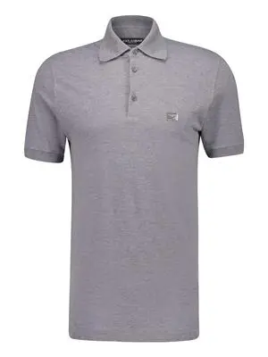 Dolce & Gabbana Grey Cotton Piqué Polo-Shirt With Branded Tag Grey
