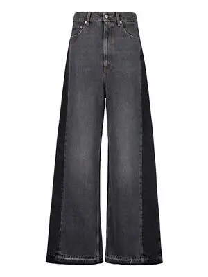 Stella McCartney Two-tone Wide-leg Denim Jeans - Black