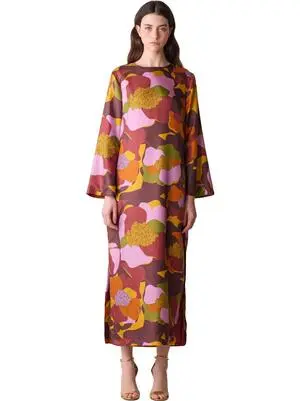 PAULA Shirley Printed Silk Twill A-line Dress - Multicolour